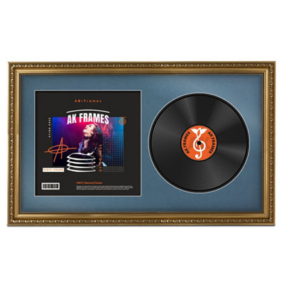 30x17" Gold Ornate Vinyl Record Frame With Pompadour Mount For 12 Inch ...