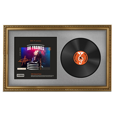 30x17" Gold Ornate Vinyl Record Frame With Silver Mount For 12 Inch LP ...