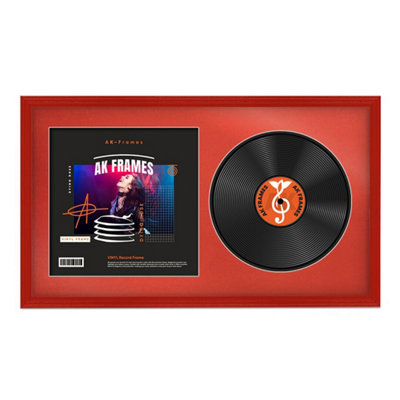30x17" Red Classic Vinyl Record Frame With Poppy Red Mount For 12 Inch ...