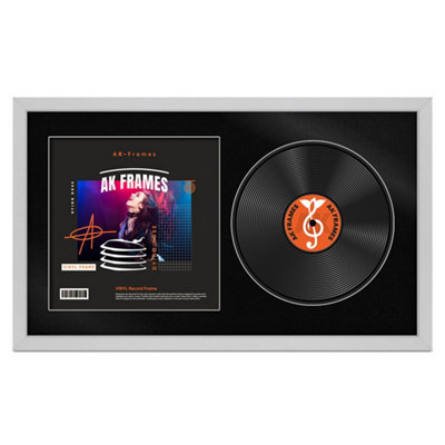 30x17" Silver Modern Vinyl Record Frame With Black Mount For 12 Inch LP ...