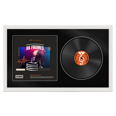 30x17" White Modern Vinyl Record Frame With Black Mount For 12 Inch LP ...