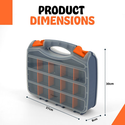 31 Compartment Double Sided Storage Box Tool Organiser Carry Case for ...