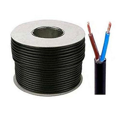 3182Y 1.0mm Black 2 Core PVC Flexible Cables, 10 Amps, 1m