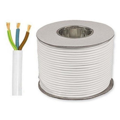 3183Y2.5--100-WHT 3 Core Round PVC Flexible Cable 2.5MM² White 100M 20 AMPS