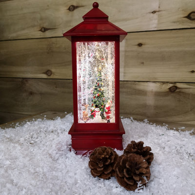 31cm Snowtime Dual Power LED Christmas Glitter Water Spinner Red ...