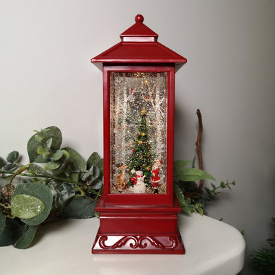 31cm Snowtime Dual Power LED Christmas Glitter Water Spinner Red ...
