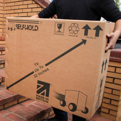 32" Double Wall Cardboard TV Box Kit with Foam Corners and Bubble Wrap ...