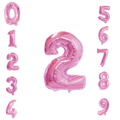 32 Inch Self-Inflating Foil Balloons 2 Number Balloons for Birthdays ...