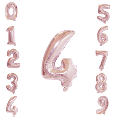 32 Inch Self-Inflating Foil Balloons 4 Number Balloons for Birthdays ...