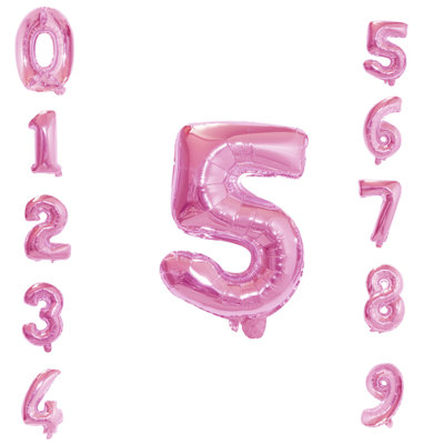 32 Inch Self-Inflating Foil Balloons 5 Number Balloons for Birthdays ...