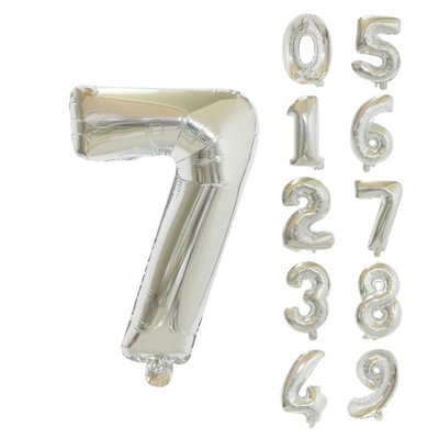 32 Inch Self-Inflating Foil Balloons 7 Number Balloons for Birthdays ...