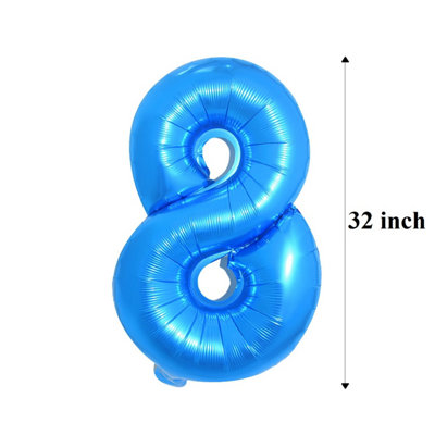 32 Inch Self-Inflating Foil Balloons 8 Number Balloons for Birthdays ...