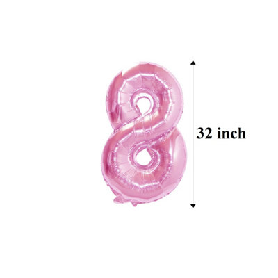 32 Inch Self-Inflating Foil Balloons 8 Number Balloons for Birthdays ...