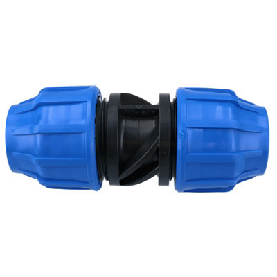 32 x 32mm MDPE Straight Pipe Compression Fitting Coupling Connector 2PK
