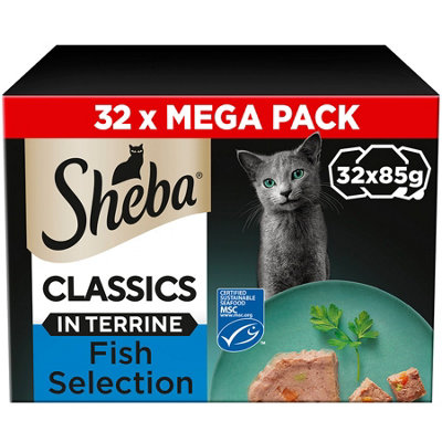 32 x 85g Sheba Classics Cat Trays Ocean Collection in Terrine
