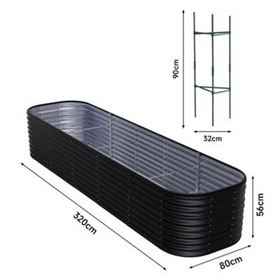 320cm x 80cm Galvanized Steel Raised Garden Beds Outdoor Large Metal ...