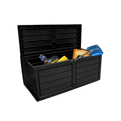 320L Litre Black Plastic Waterproof Outdoor Garden Storage Box