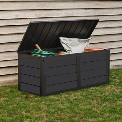 320L Litre Dark Grey Plastic Waterproof Outdoor Garden Storage Box ...