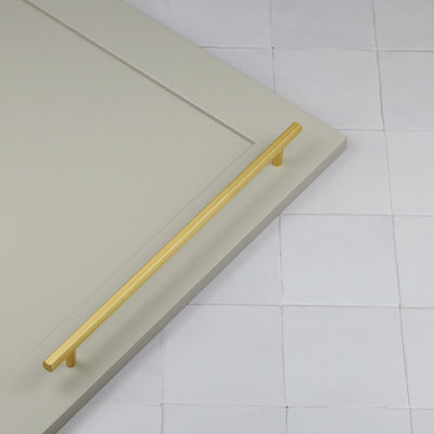 320mm Brushed Brass Hexagon Bar Handle
