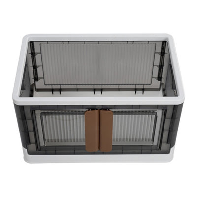 32L Double Doors Collapsible Dustproof Stackable Storage Organizer Box ...