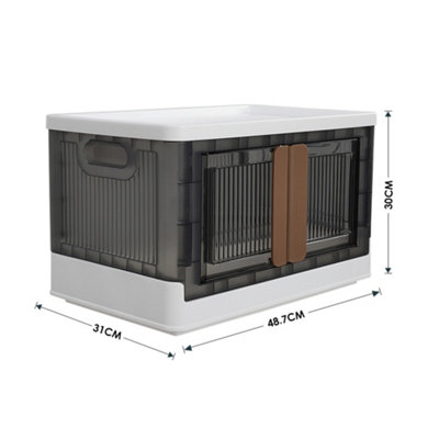 32L Double Doors Collapsible Dustproof Stackable Storage Organizer Box ...