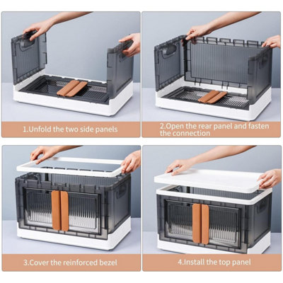 32L Foldable Plastic Storage Container with Door Plastic Spacious ...