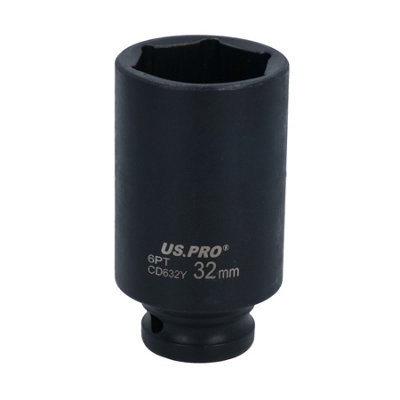 32mm 1/2" Drive Double Deep Metric Impact Socket Single Hex 6 Sided ...