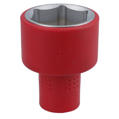 32mm 1/2in drive VDE Insulated Shallow Metric Socket 6 Sided Single Hex ...