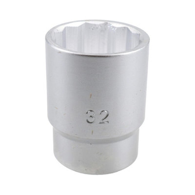 32mm 3/4" Drive Socket 12 Sided 55mm HGV Satin Finish Chrome Vanadium ...
