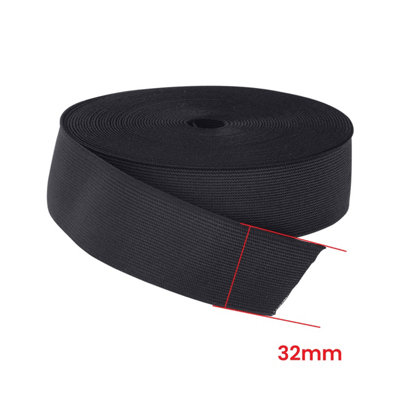 32mm Flat Elastic Band Stretchable Elastic Cord Stretch Strap, Black ...