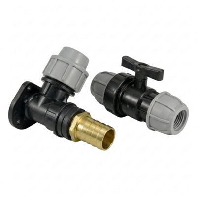 32mm MDPE Wall Flange Kit with 3 4 inch 25mm Brass Straight Barb and ...
