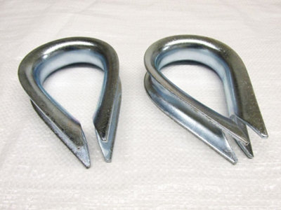 32MM Wire Rope Thimbles x2 - Galvanised Steel Commercial Loop
