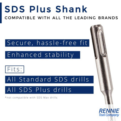 32mm x 350mm Long SDS Plus Drill Bit. TCT Cross Tip With Copper Coating ...