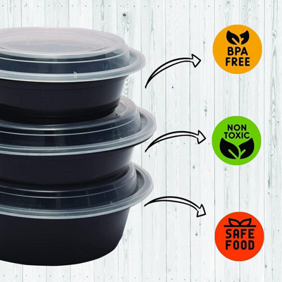 Buy 32oz Round Plastic Meal Prep Containers Bowls Reusable BPA Free ...
