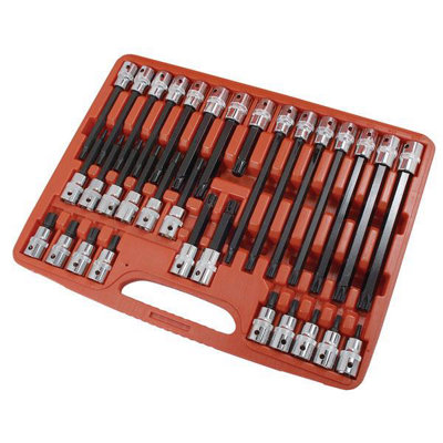 32pcs Multi Spline Bit Set Male M5 to M14 Star Torx Socket 1/2" (CT0396)