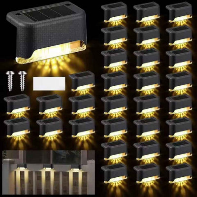 32pcs Solar Step Lights LED Outdoor Stair Lights Warm White