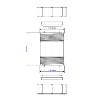 32x32mm Straight Coupler Universal Compression Waste Fittings (1 1/4")