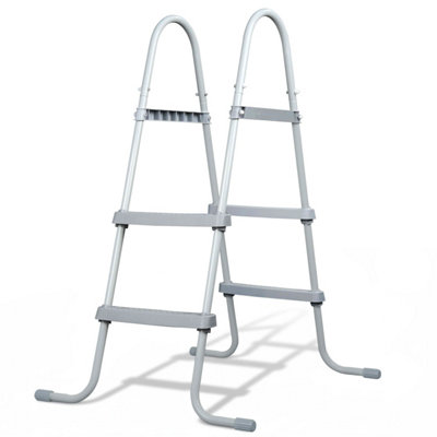 33 inch Pool Step Ladder Double Sided Above Ground Metal Frame Swimming ...
