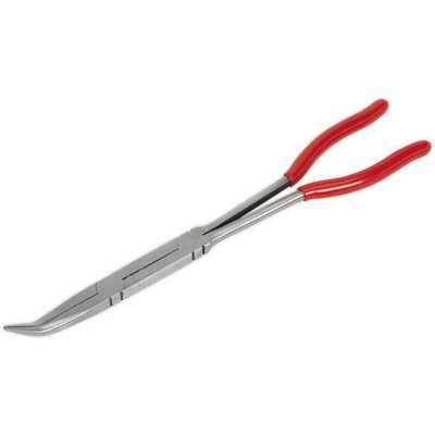 335mm Long Reach Double Jointed Angled Nose Pliers with Serrated Jaws ...