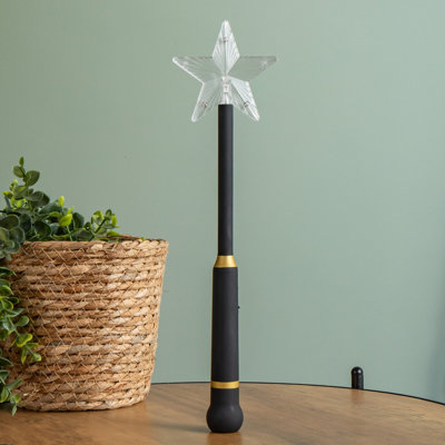 33cm Battery Operated Light up Black Remote Control Magic Wand with ...