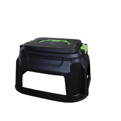 33cm Black and Green Heavy Duty Step Stool with Tool Caddy Storage ...