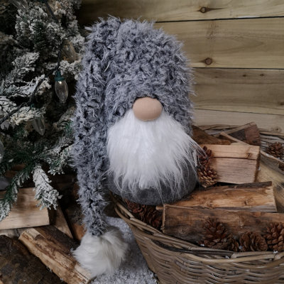 33cm Festive Christmas Grey Gonk With Oversized Fur Pom Pom Hat | DIY ...