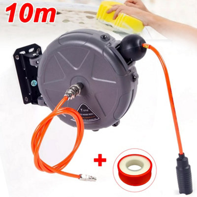 33ft/10m Air Hose Reel Auto Etractable Air Line Compressor Garage ...