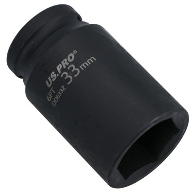 33mm Metric 3/4 Drive Double Deep Impact Socket 6 Sided Single Hex ...