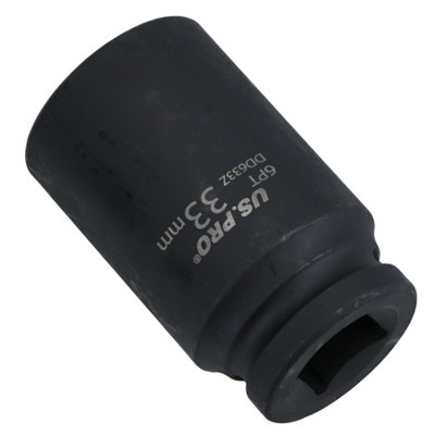33mm Metric 3/4 Drive Double Deep Impact Socket 6 Sided Single Hex ...
