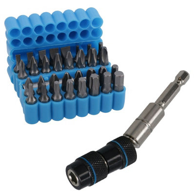 33pc Magnetic Screwdriver Bit Set With 1/4in Angled 20 Degree Drill ...