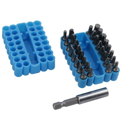 33pc Power Bit Screwdriver Holder Pozi Slotted Hex Torx Star Phillips ...