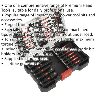 34 Piece Impact Grade Power Tool Bit Set - S2 Steel Bits - Plastic ...