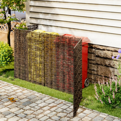 342cm W x 115cm H Trash Bins Fence Willow Wheelie Bin Screen with Metal ...