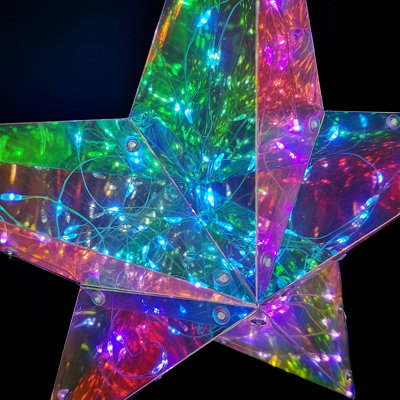34cm Battery Operated Indoor Light up Hanging Christmas Star with 100 ...